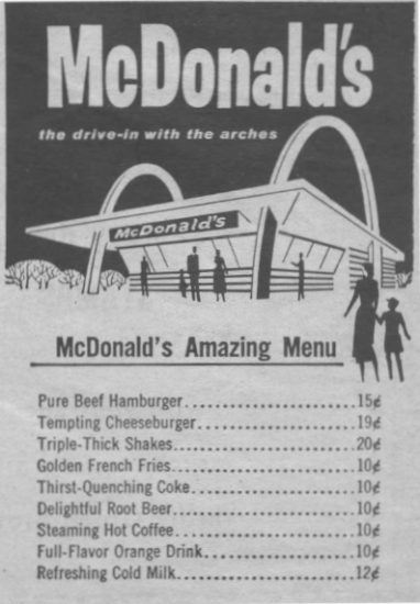 First McDonald's had just 9 items on its menu - Maggie J's Fabulous ...